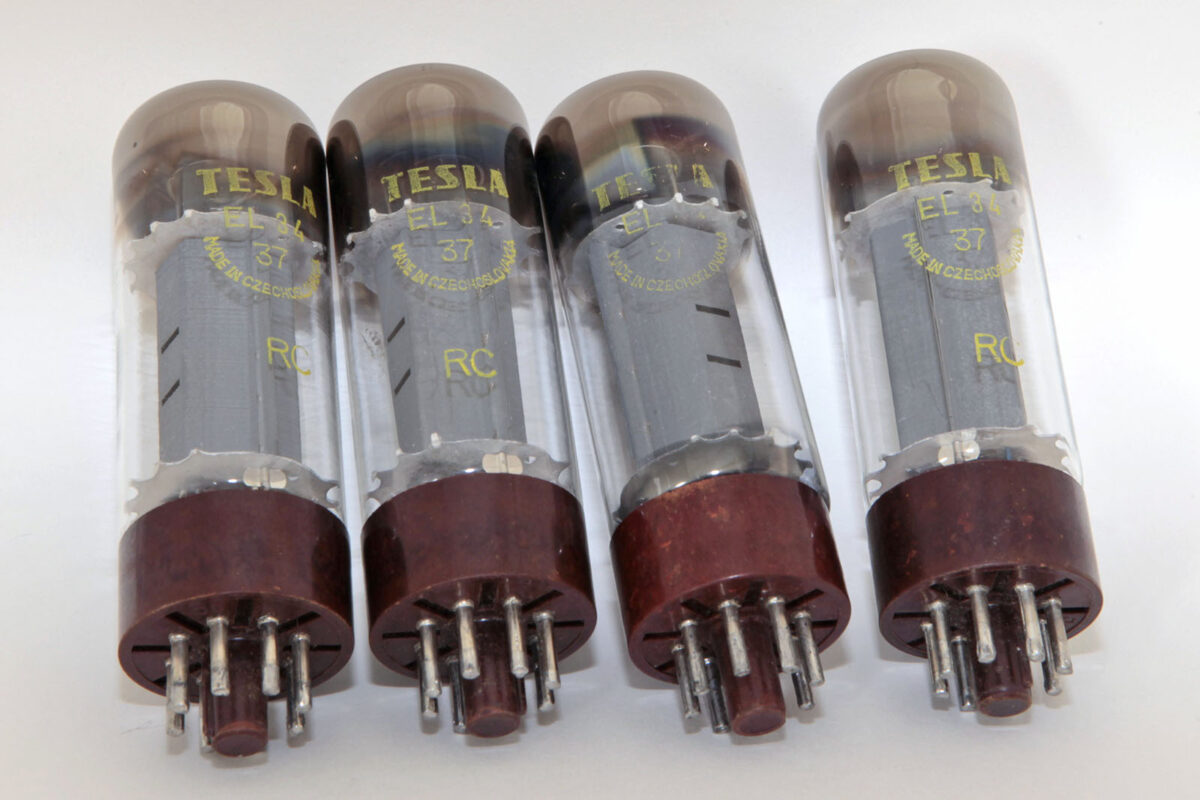 TESLA EL34 BROWN BASE DOUBLE O GETTER NOS TUBES – MATCHED QUAD (4pcs ...